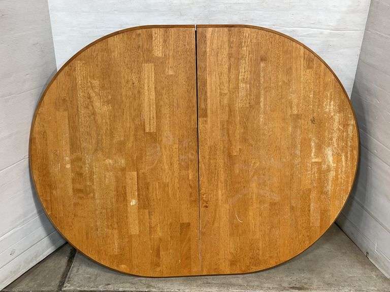 Solid oak table to, center leaf is store inside under the top, very ...