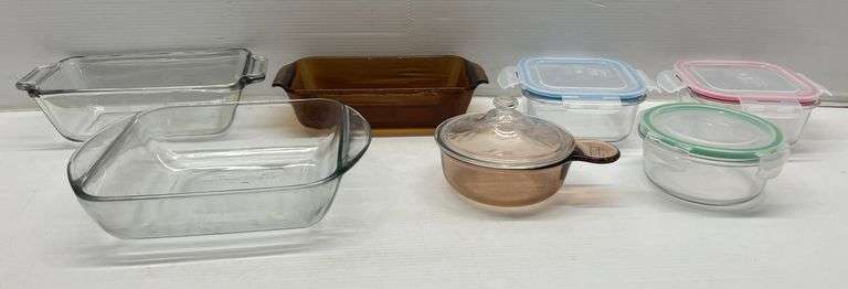 Assorted glass ovenware, includes: (1) 2-Quart, 8" x 8"; (1) 1 1/2 ...