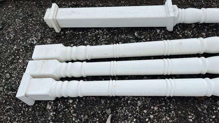 (4) Vinyl structural porch posts, 4 1/4" x 85", steel pipe inserts ...