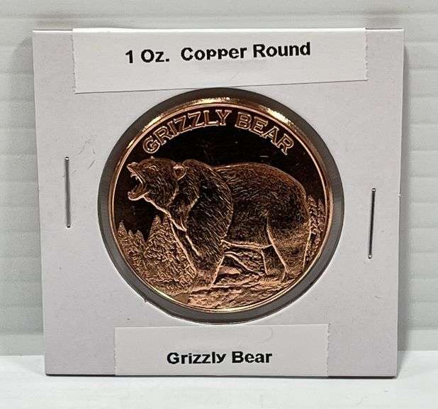 1 oz. Copper Round, "Grizzly Bear" - Albrecht Auction Service