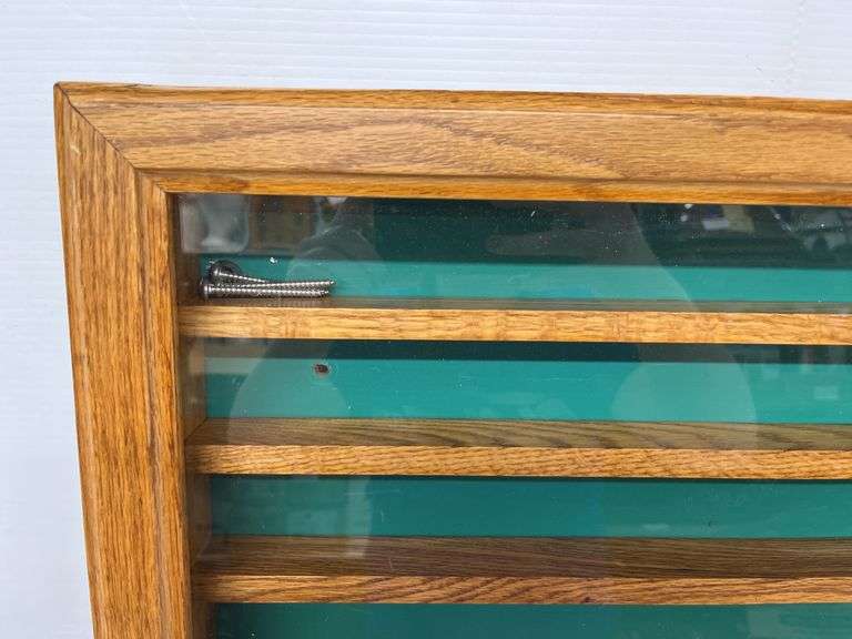 Solid oak display box with felt lining, 23 3/4" x 22 1/2", nice ...