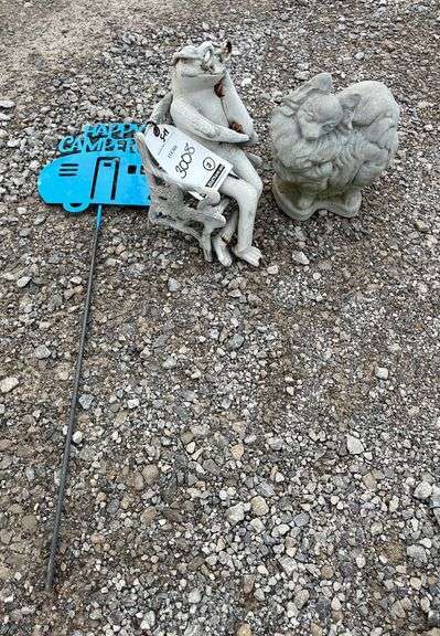 (2) Statues and sign, sign- 32"H, used - Albrecht Auction Service