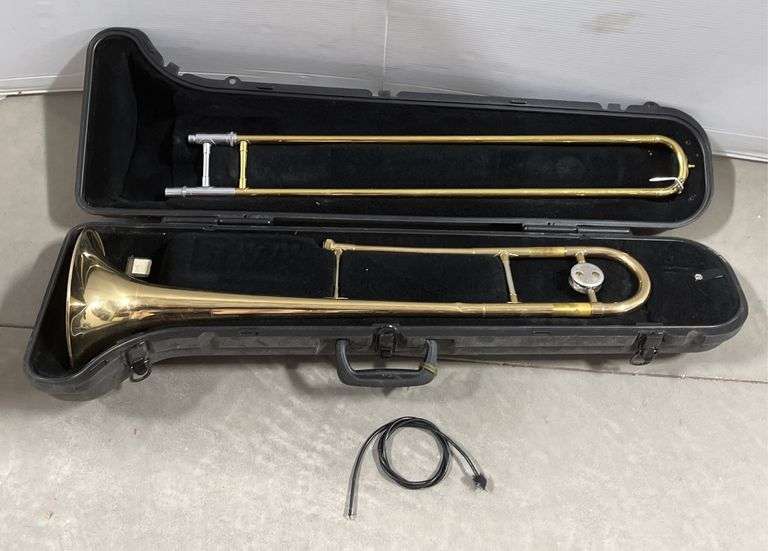 Selmer Bach trombone in case, early 2000 purchased, has scratches and a ...