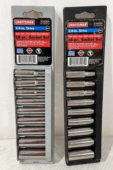 (2) Craftsman socket sets, 1/4" drive, SAE and metric, deep well ...
