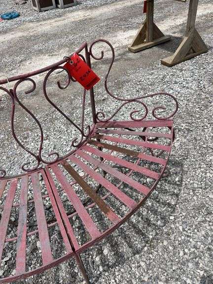 Half round steel tree bench, solid piece with some paint loss, 52"W x ...