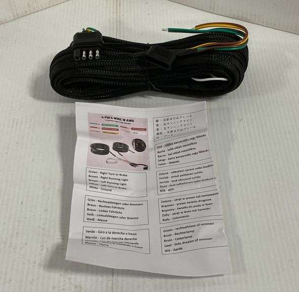 25' 4-pin trailer wiring harness kit, 5-wire, new - Albrecht Auction ...