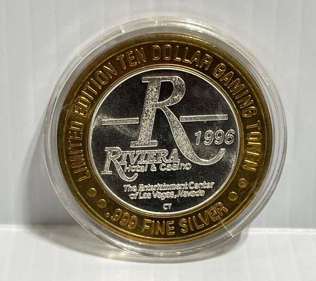 1996 Limited edition $10 gaming token, .999 fine silver, Riviera Hotel ...