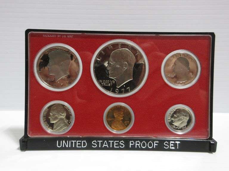 1977 US proof set, includes: Ike dollar, half, quarter, dime, nickel ...