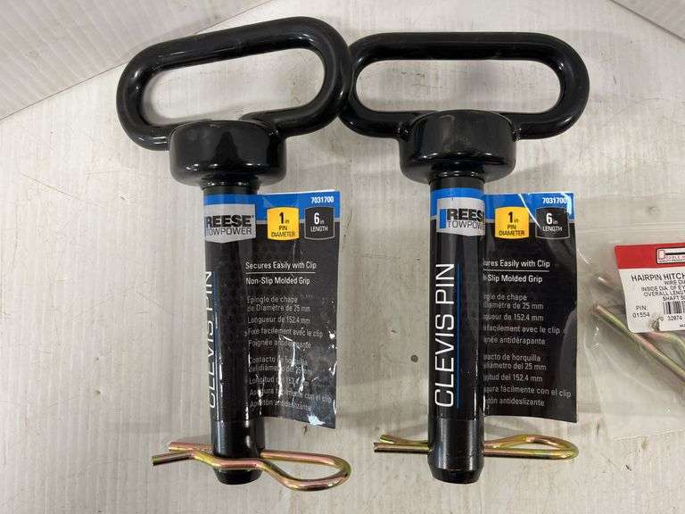 (2) 6" Clevis pins and (2) bags containing 4-pin for clevis pin, black ...