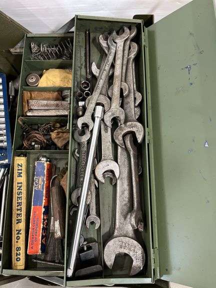 Older Simonsen tool box filled with sockets, SAE and metric, 1/2" drive ...