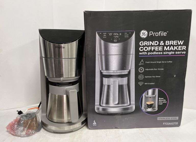 Stainless steel GE profile grind and brew with podless single serve ...