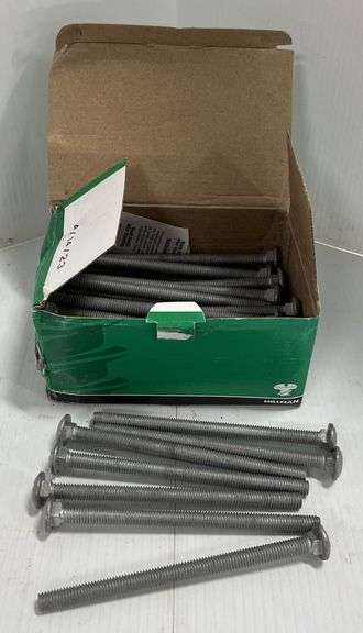 Box of galvanized carriage bolts, 3/8-16 x 6", (50) Pieces, NIB ...