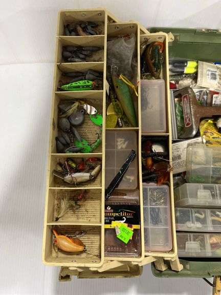 Plano tackle box filled with fishing items, includes: Many crankbaits ...