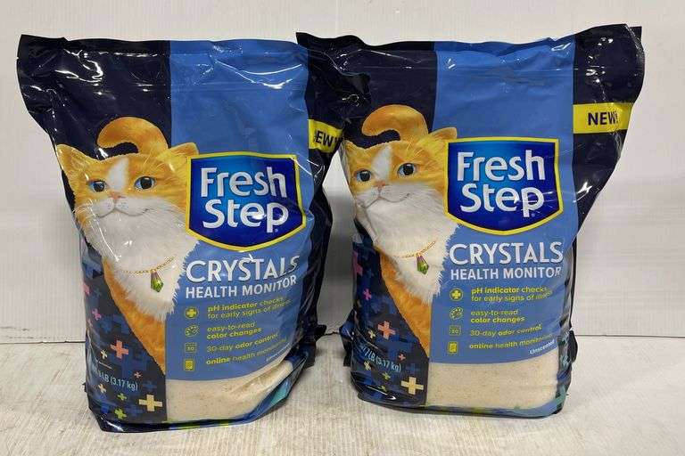 (2) 7 lbs. bags of Fresh Step crystals health monitor cat litter, new ...