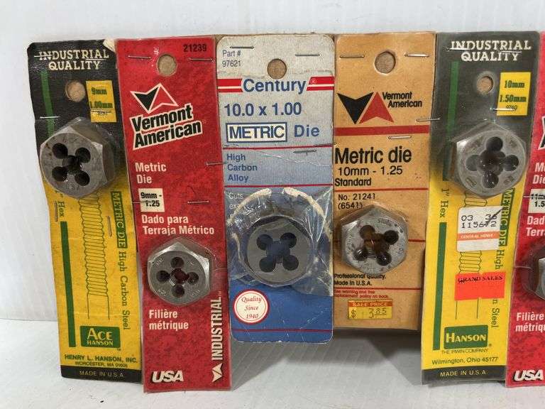 19-Piece Metric die set, 3mm-.50 to 12mm-1.75, most made in USA, new ...