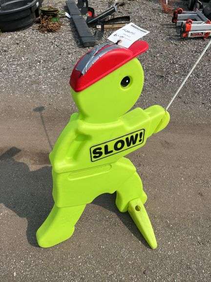 Plastic "Slow Down" man with reflector, 34"H, good - Albrecht Auction ...