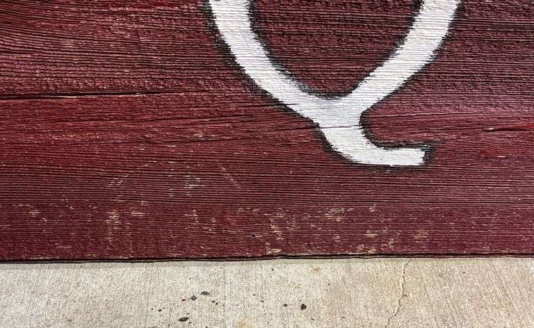 Painted barn wood sign, "Antiques" - Albrecht Auction Service