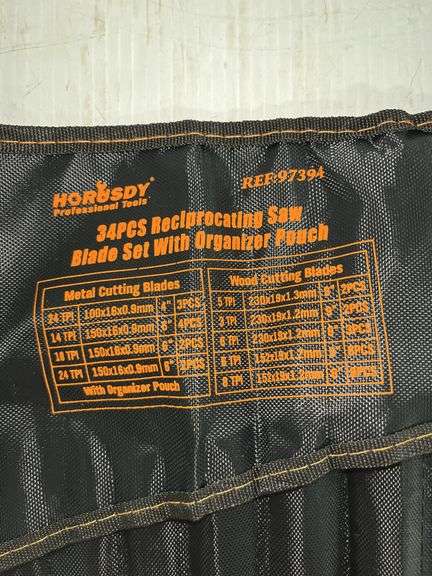 Reciprocating saw blade set with organizer pouch, includes: (1) 6" 8 ...