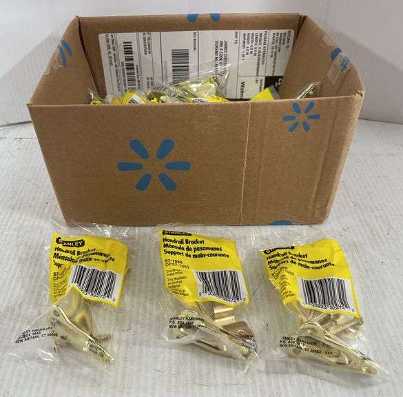 (20) Stanley 57-1050 brass finish handrail brackets, 4"L, new ...