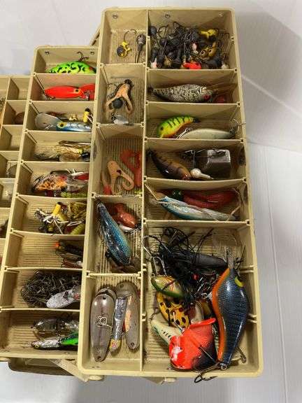 Plano tackle box filled with fishing items, includes: Many crankbaits ...