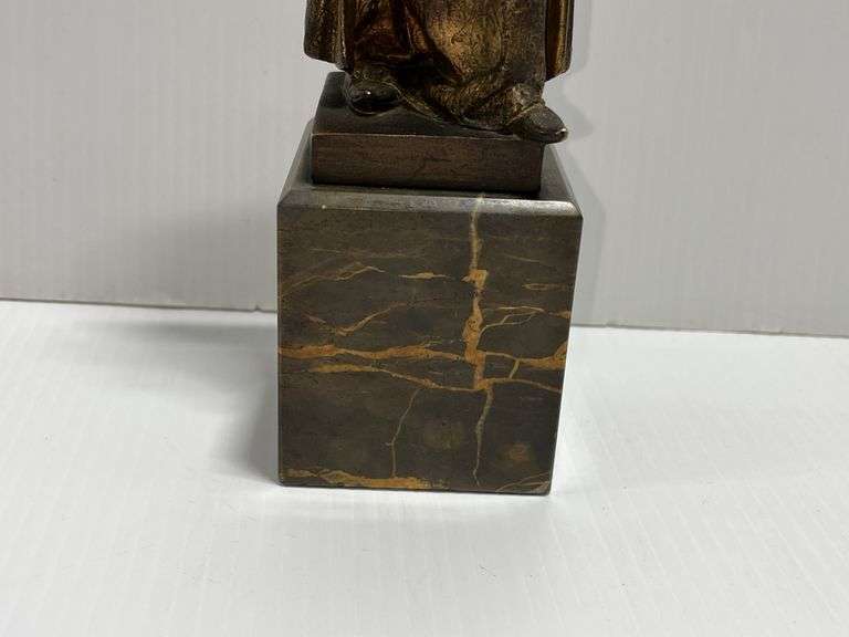 19th Century antique bronze sculpture on marble base, called "Nathan ...