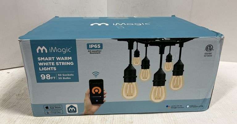 iMagic Smart warm white string light set, 98' of string with 30 edition ...