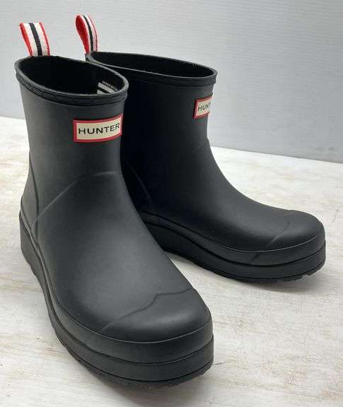 Hunter black rubber ankle boots, womens size 9, like new, worn once ...