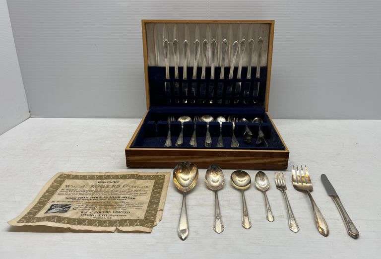 Silverware Wedding set, pure silver overlaid, case- 15 5/8"L, new ...