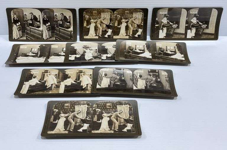 (9) Antique stereograph cards, 7" x 3 1/2" - Albrecht Auction Service