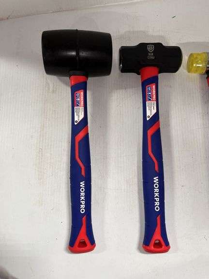 5-Piece WORKPRO hammer set, forged and polished steel heads, fiberglass ...