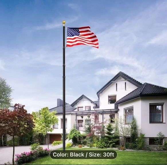 30' Heavy duty telescoping flag pole kit, 14-gauge aluminum, 3' x 5 ...