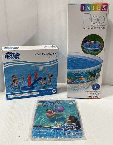 Intex Exotic Reef 6' x 1'3" Snapset swimming pool, blow-up beach ball ...