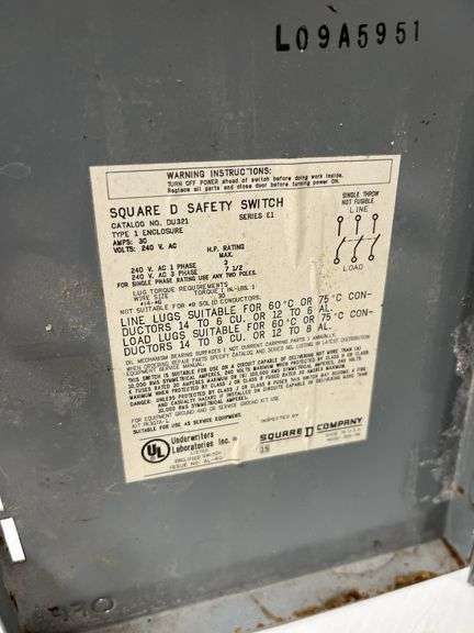 Square-D Boxes, 30 AMP general duty 240V safety switch, 6 1/2"W x 3 1/2 ...