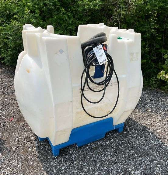 110-Gallon plastic tank with 12V pump, was used for corn herbicide, 44 ...