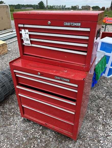 Rolling metal Craftsman stacking tool box, 26 1/2"W x 18"D x 46"H, no ...