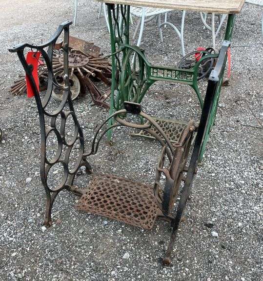Cast iron sewing machine base, black in color, 23"W x 28 1/2"H, good ...
