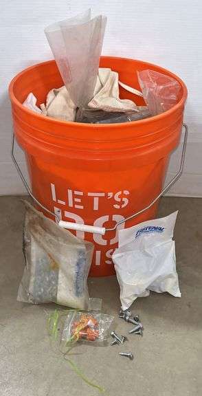 5-Gallon bucket of screws and wire nuts - Albrecht Auction Service