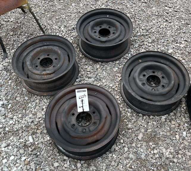 (4) 1960s 6-Lug Chevy Truck Wheels, 2- have more pitting/rust ...