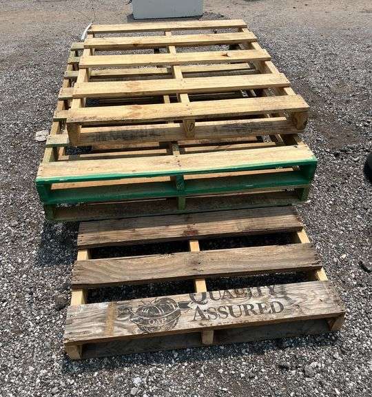 (2) pallets, approx. 68 1/2 x 48 x 5, used; 1 pallet, 96 x 40 x 4 1/2 ...