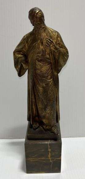 19th Century antique bronze sculpture on marble base, called "Nathan ...