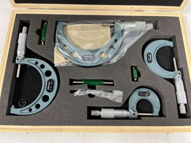 Complete set of micrometers with case, case- 14"W - Albrecht Auction ...