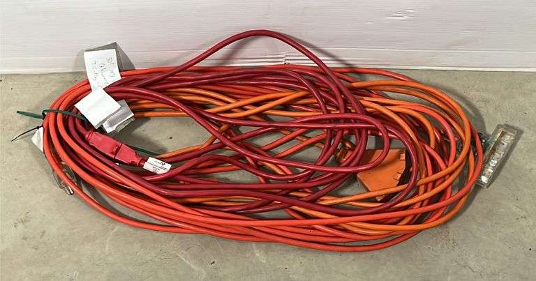 50' of medium duty tri-plug extension cord, 25' of medium tri-plug ...