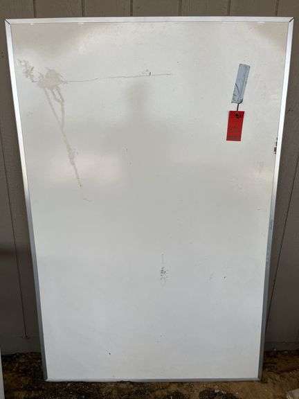 Large dry erase board, 72"W x 48"H, used - Albrecht Auction Service