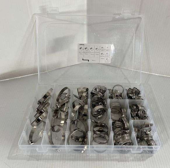 100-Piece stainless steel hose clamp assortment kit, multiple universal ...