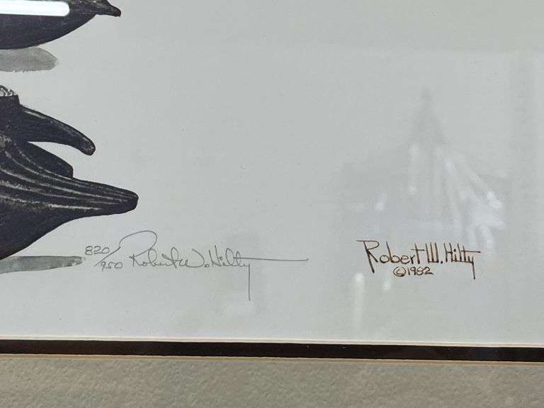 Large 1982 Hunting Scene with Decoys, Hand Signed by Ohio Artist ...