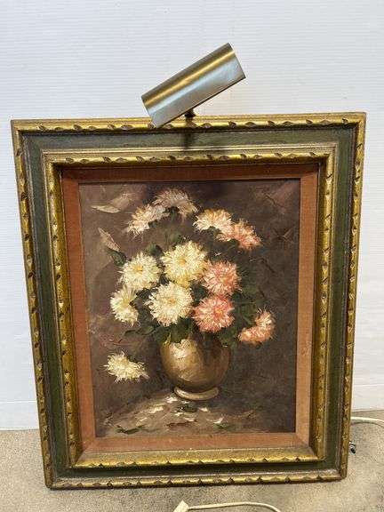 Older still life oil painting of flowers in a vase, possibly by ...