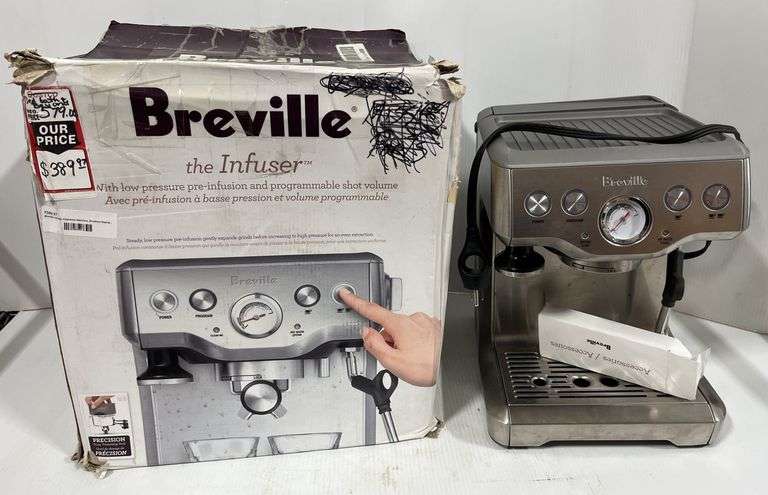 Breville Infuser Espresso machine, brushed stainless steel, box- 16"H ...