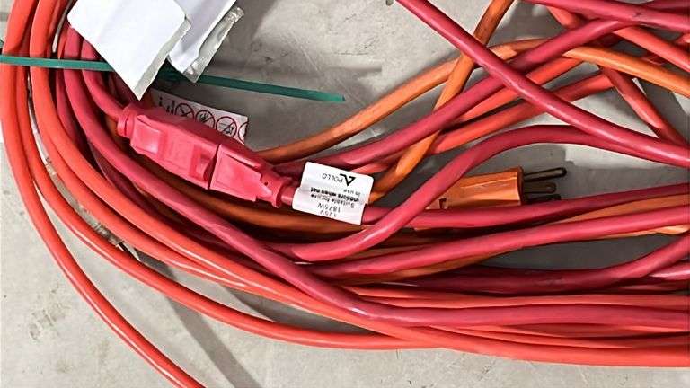 50' of medium duty tri-plug extension cord, 25' of medium tri-plug ...