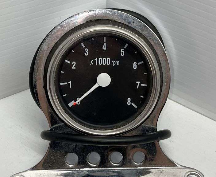 Motorcycle chrome tachometer with mounting bracket, 4 3/4" at longest ...
