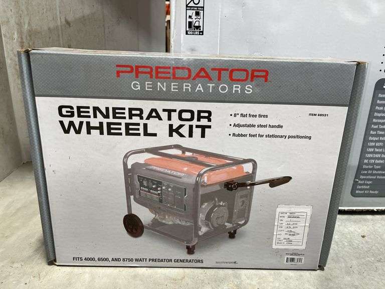 Predator Generator, 8,750W, and generator wheel kit, all NIB, bottom of ...